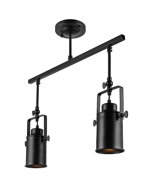 Industrial 2-Light Track Lighting Kit, Black Flush Mount Wall/Ceiling ...
