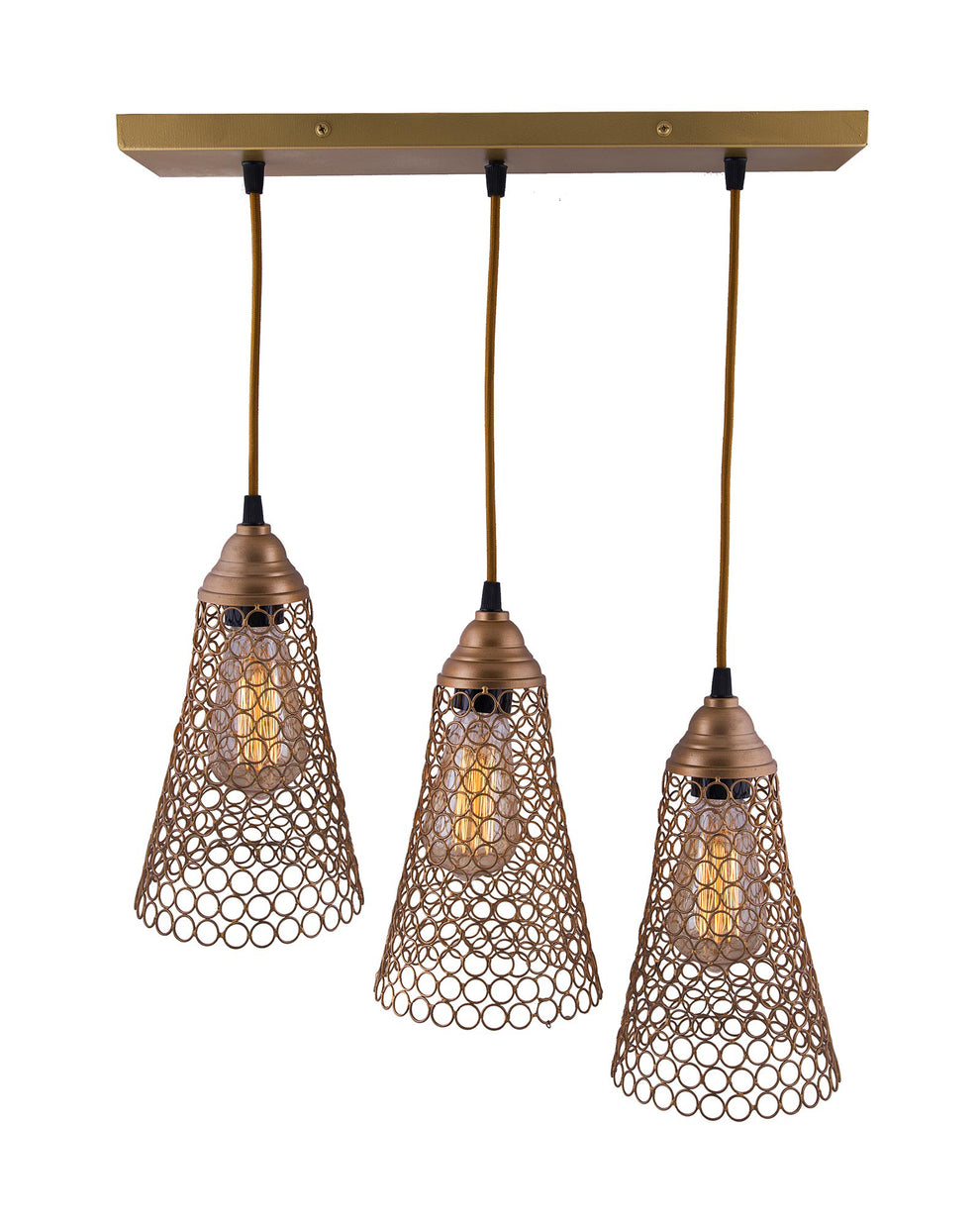 3-lights Linear Cluster Chandelier Cone hanging Pendant Light, kitchen ...