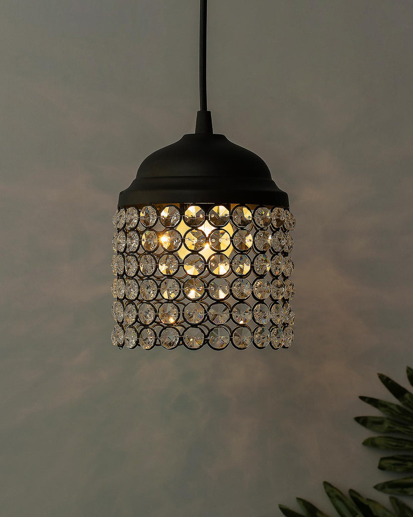 Matt Black Crystal Hanging Cylinder Light, Ceiling Light, Nordic E27 P ...