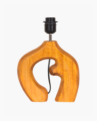 Homesake® Ellora Sculpted Wood Table Lamp with Fabric Shade – Hand-Car ...