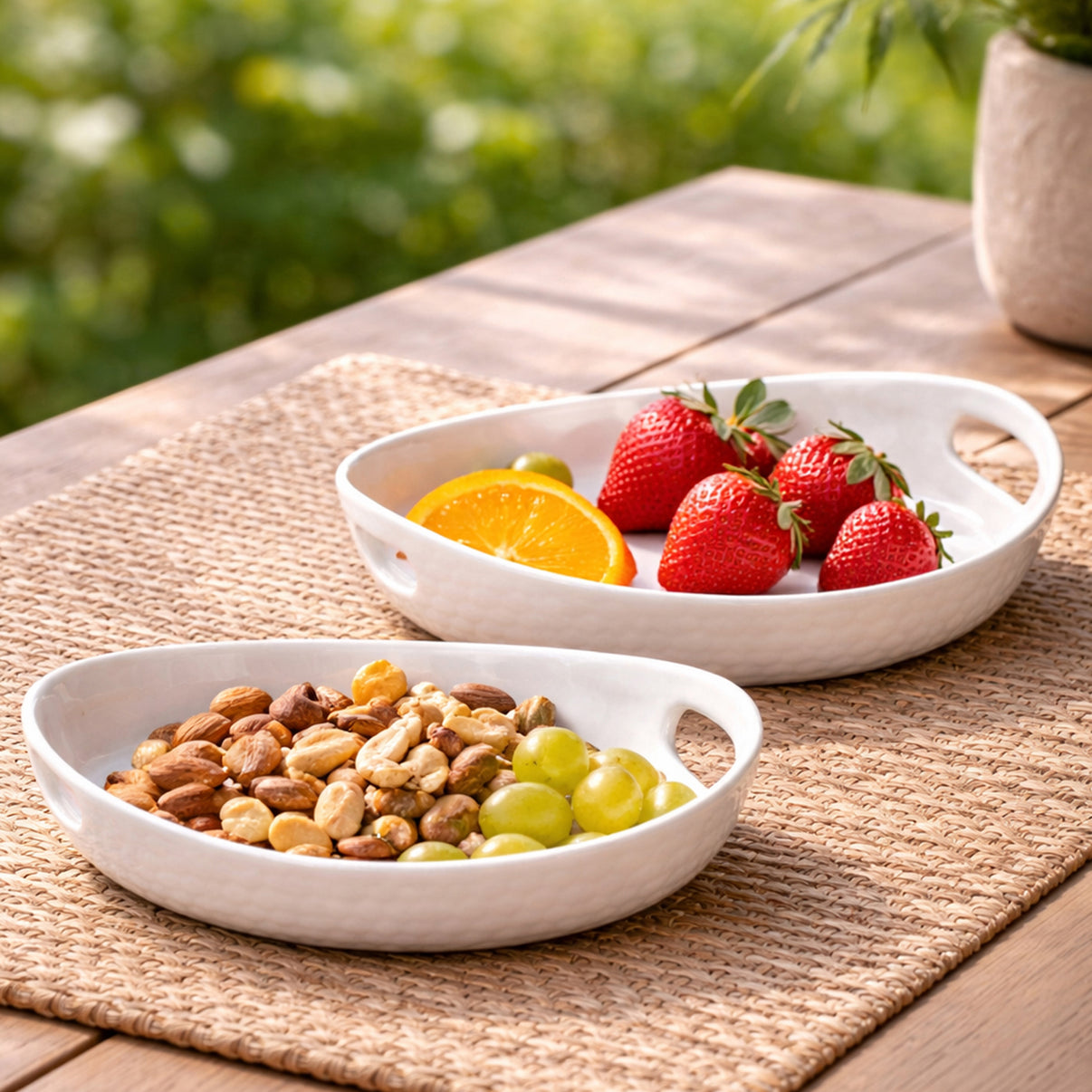 Homesake® White Porcelain Oval Tray with handle, Serving Platter for S ...